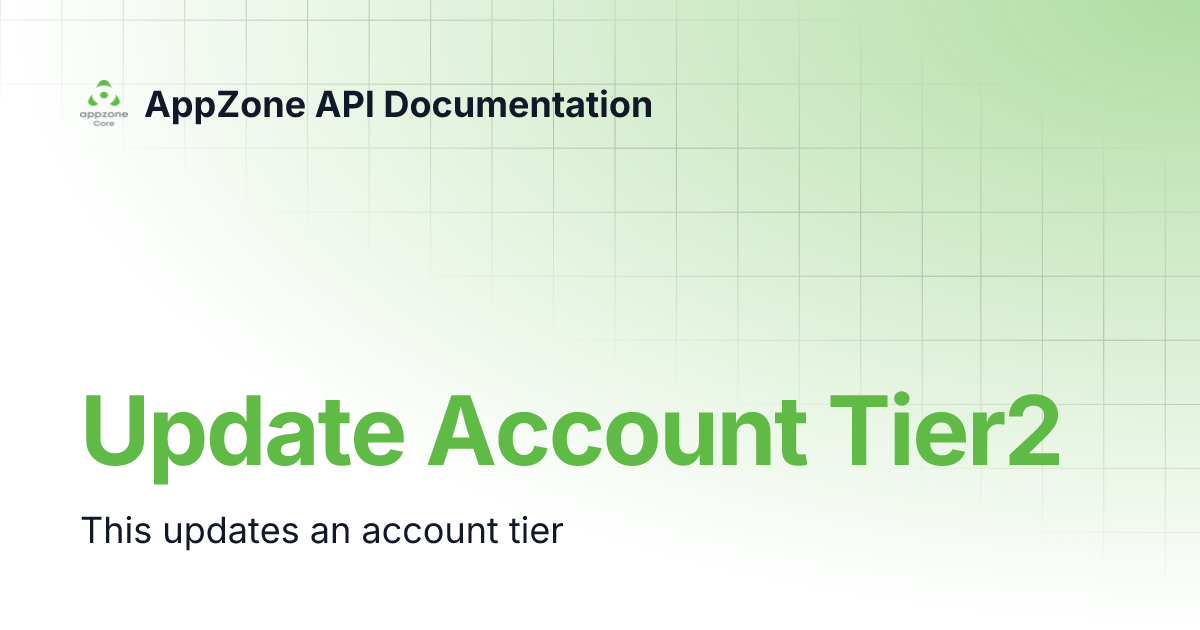 Update Account Tier2 | AppZone API Documentation