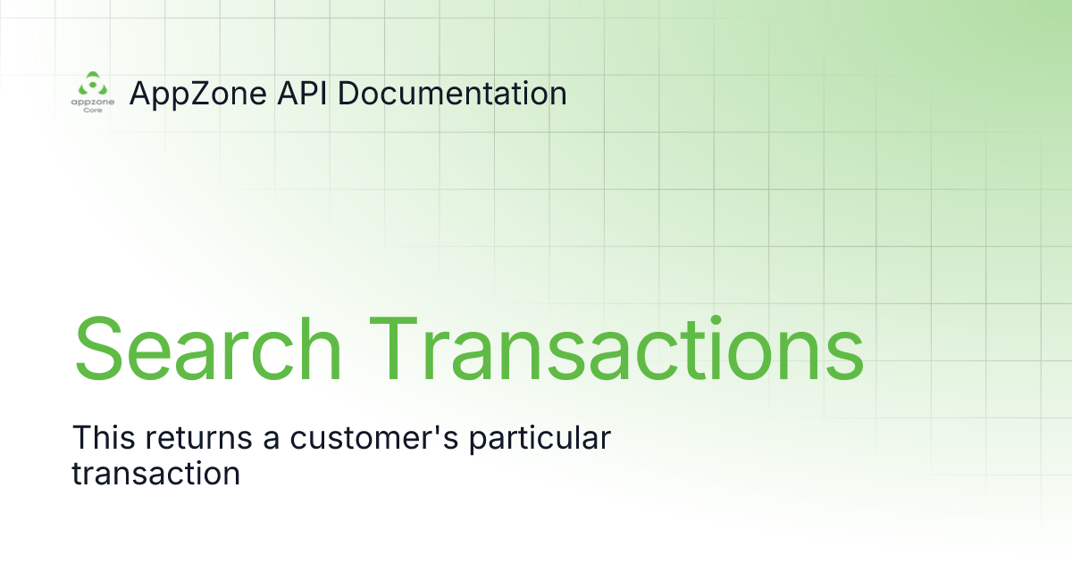 Search Transactions | AppZone API Documentation