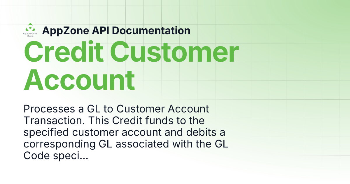 Credit Customer Account | AppZone API Documentation