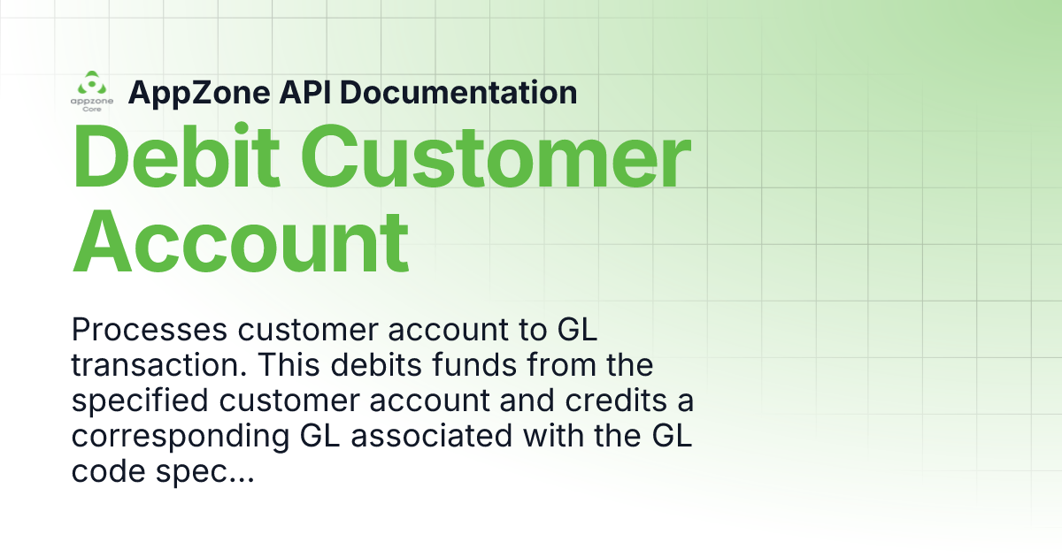 Debit Customer Account | AppZone API Documentation